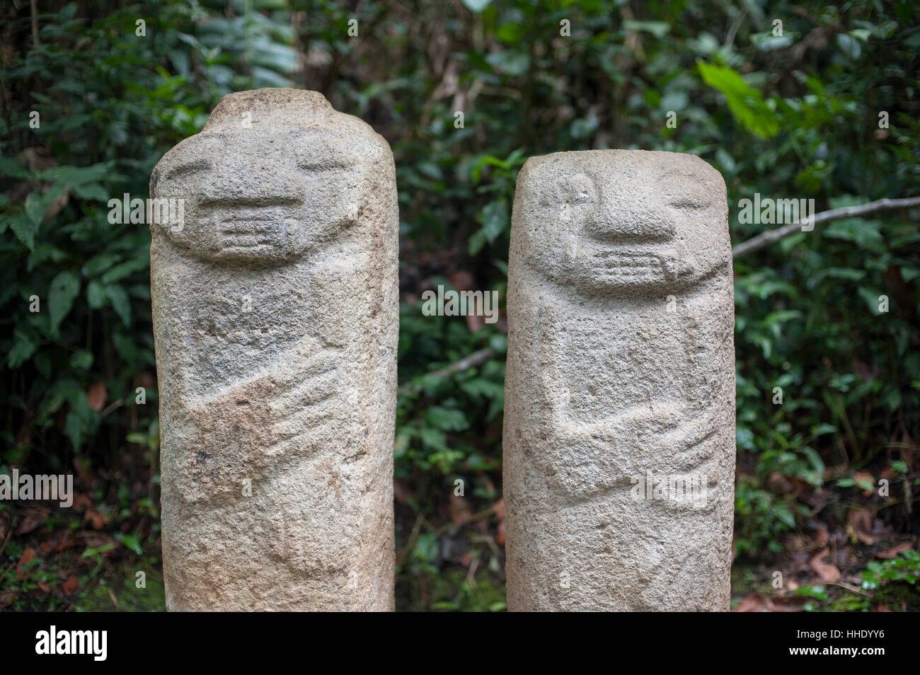 An ancient pre-Columbian stone carving at San Agustin, UNESCO, in the ...