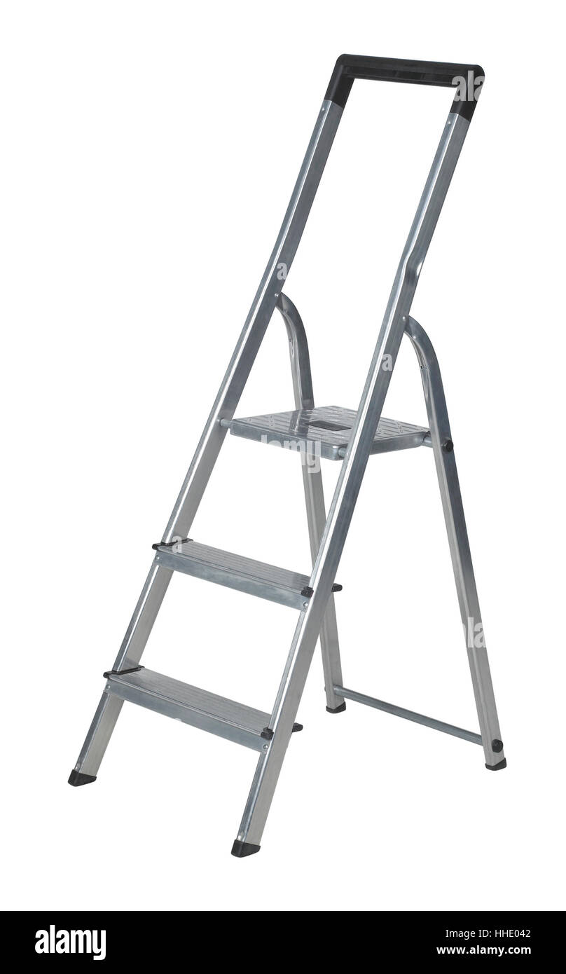 studio photography of a metal ladder isolated on white with clipping ...