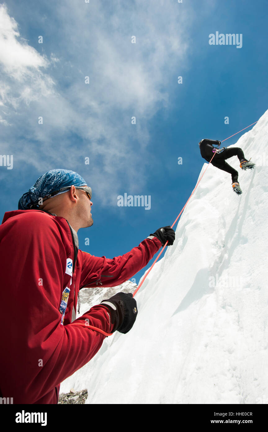 Ice climber looking down hi-res stock photography and images - Alamy