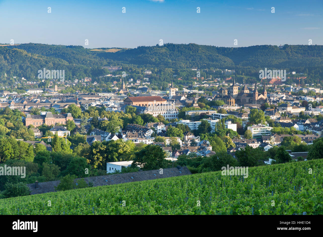View of Trier at dawn, Trier, Rhineland-Palatinate, Germany Stock Photo ...
