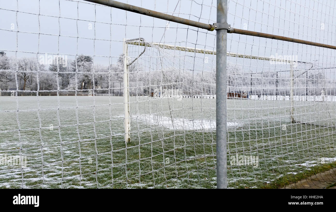 Winter soccer field Stock Photo - Alamy
