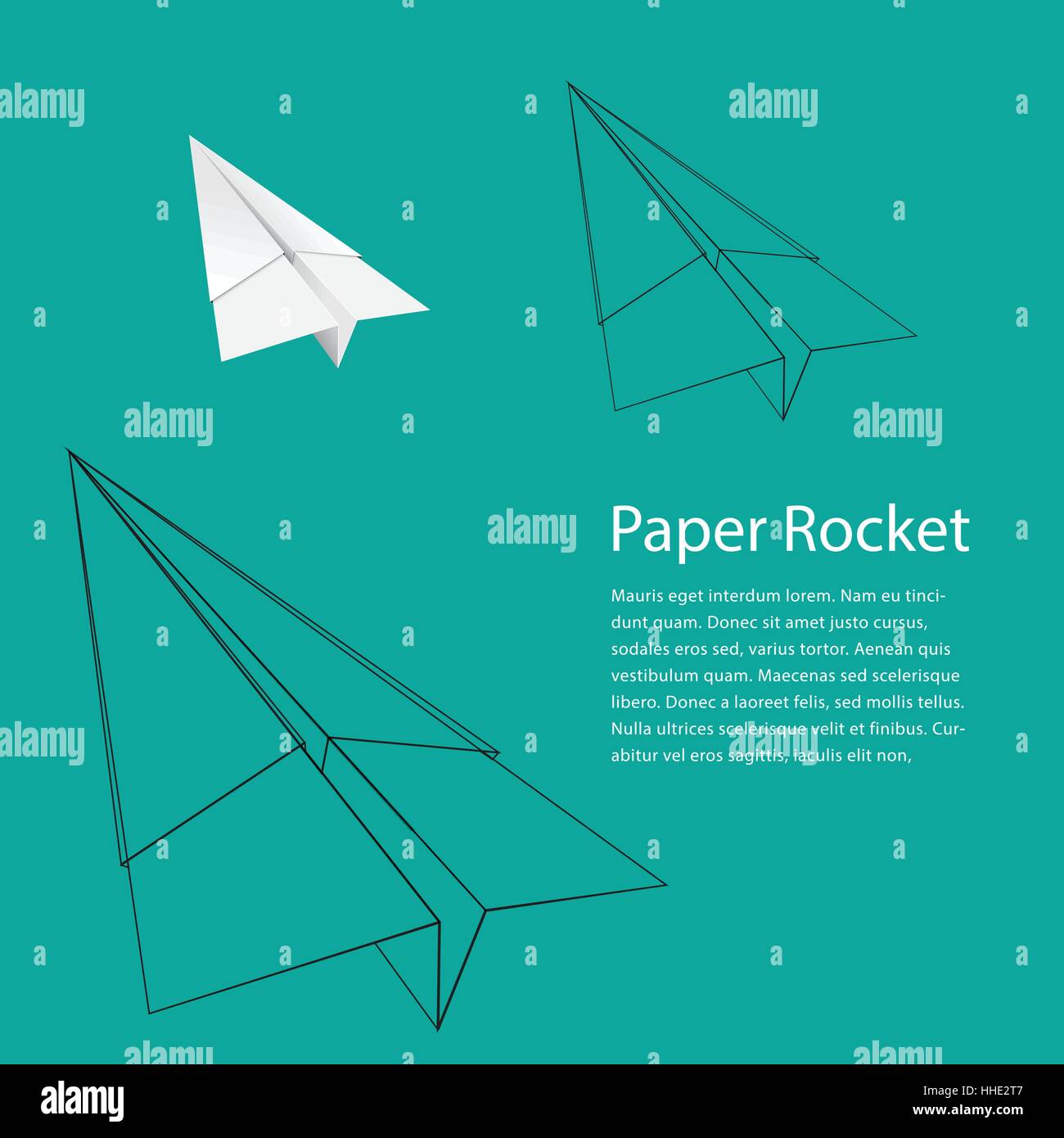 Paper rockets fold outline style. vector illustration background Stock ...
