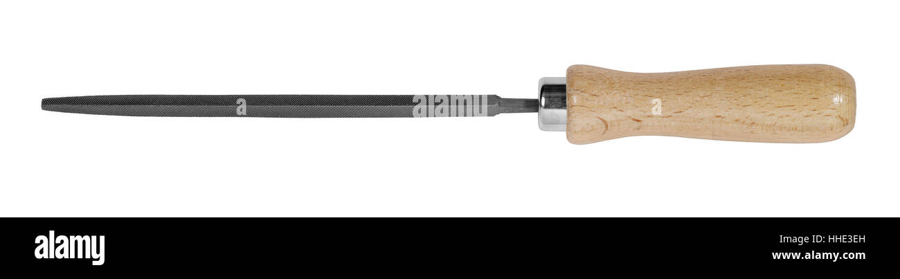 studio photography of a file with wooden handle in white back Stock ...