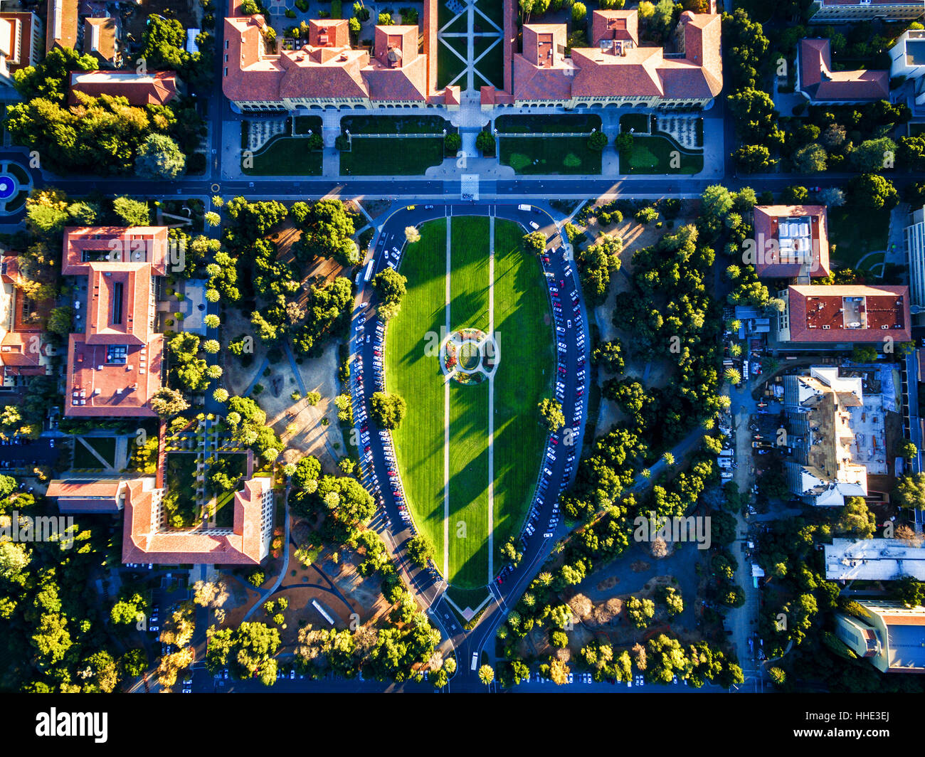 The Oval, aerial view of the open space in the middle of Stanford ...
