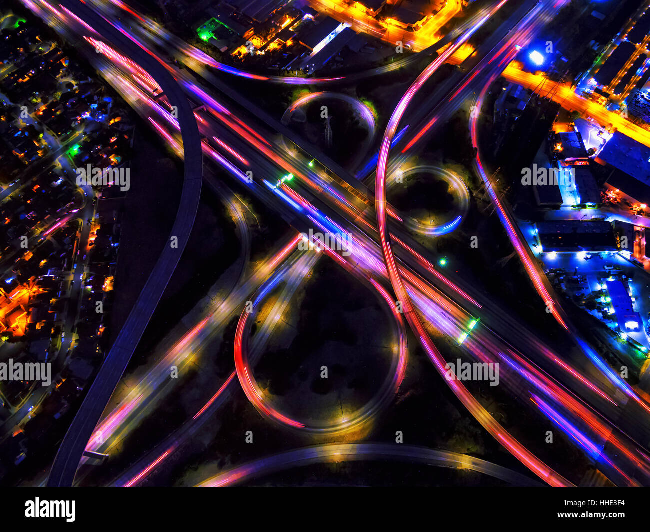 Infinity Intersection, an aerial view of the freeways in Los Angeles ...