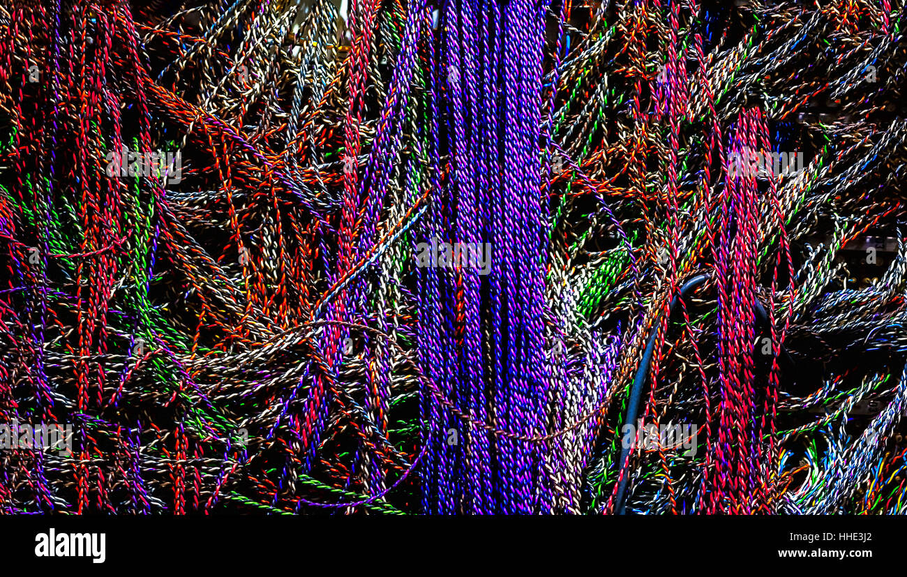Intertwined cables of various colours, the interior of a CDC 7600 ...