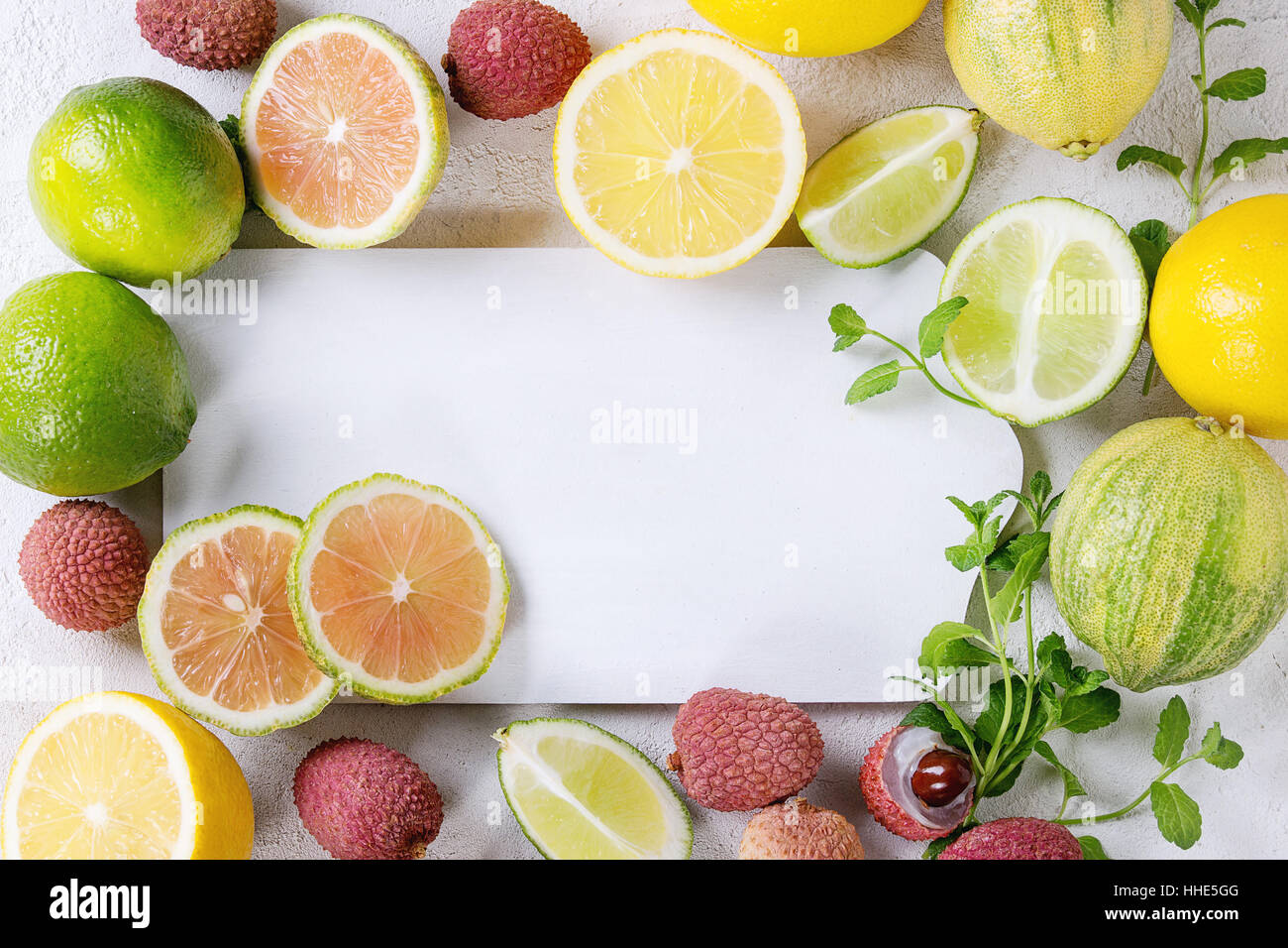 Variety of citrus fruits with tiger lemon Stock Photo - Alamy