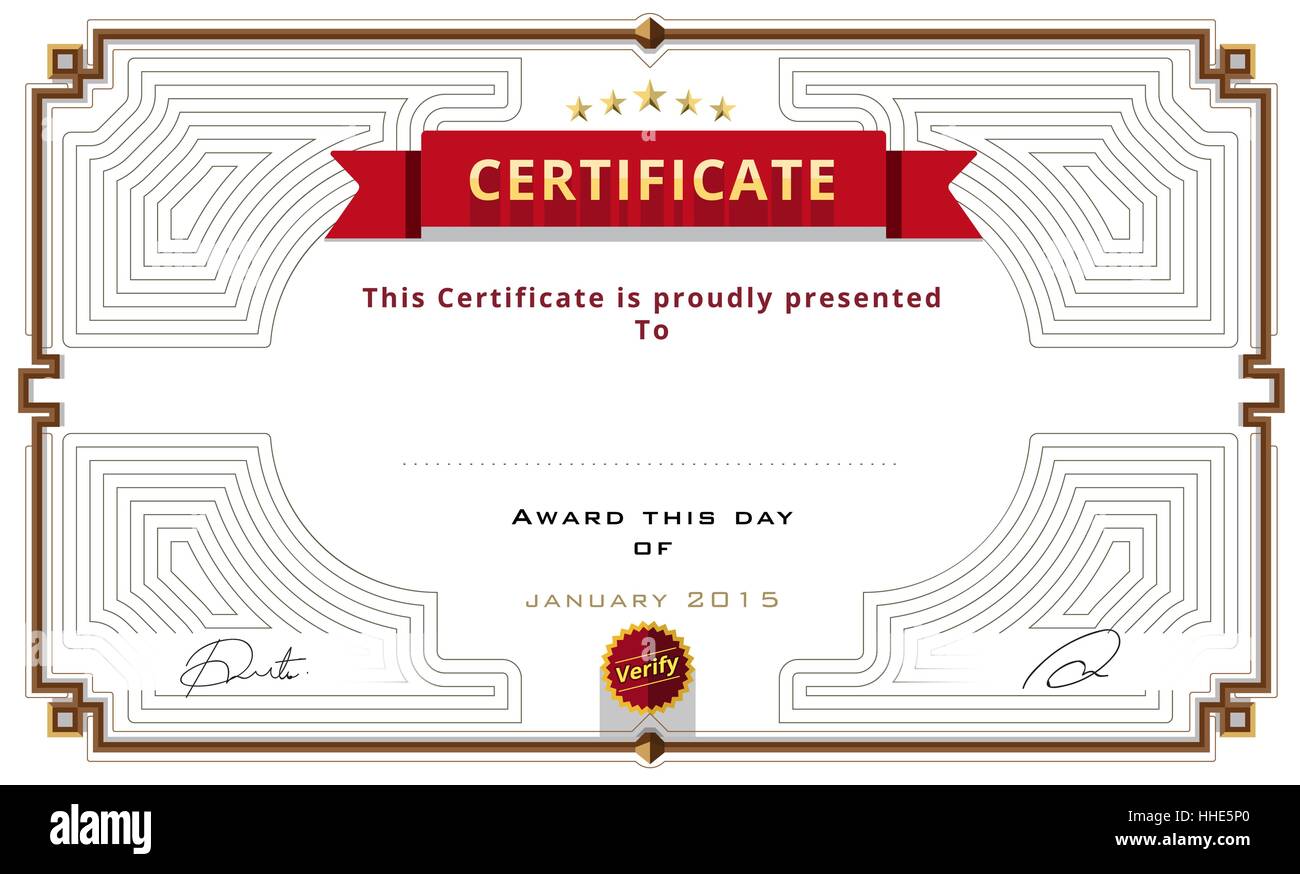 Certificate template design. Red ribbon decorate. vector illustration ...