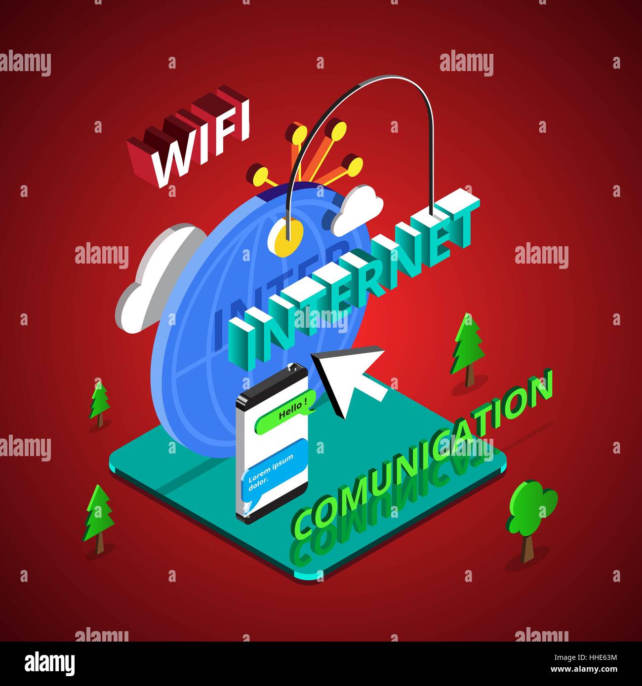 World wide connected with internet around the world, smartphone chat ...