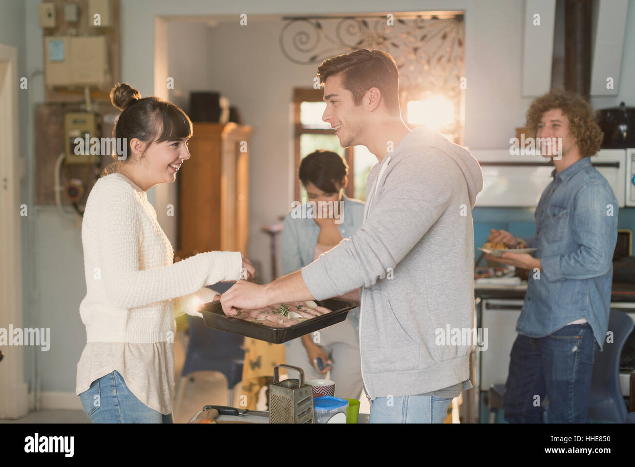 Three couples talking hi-res stock photography and images - Alamy