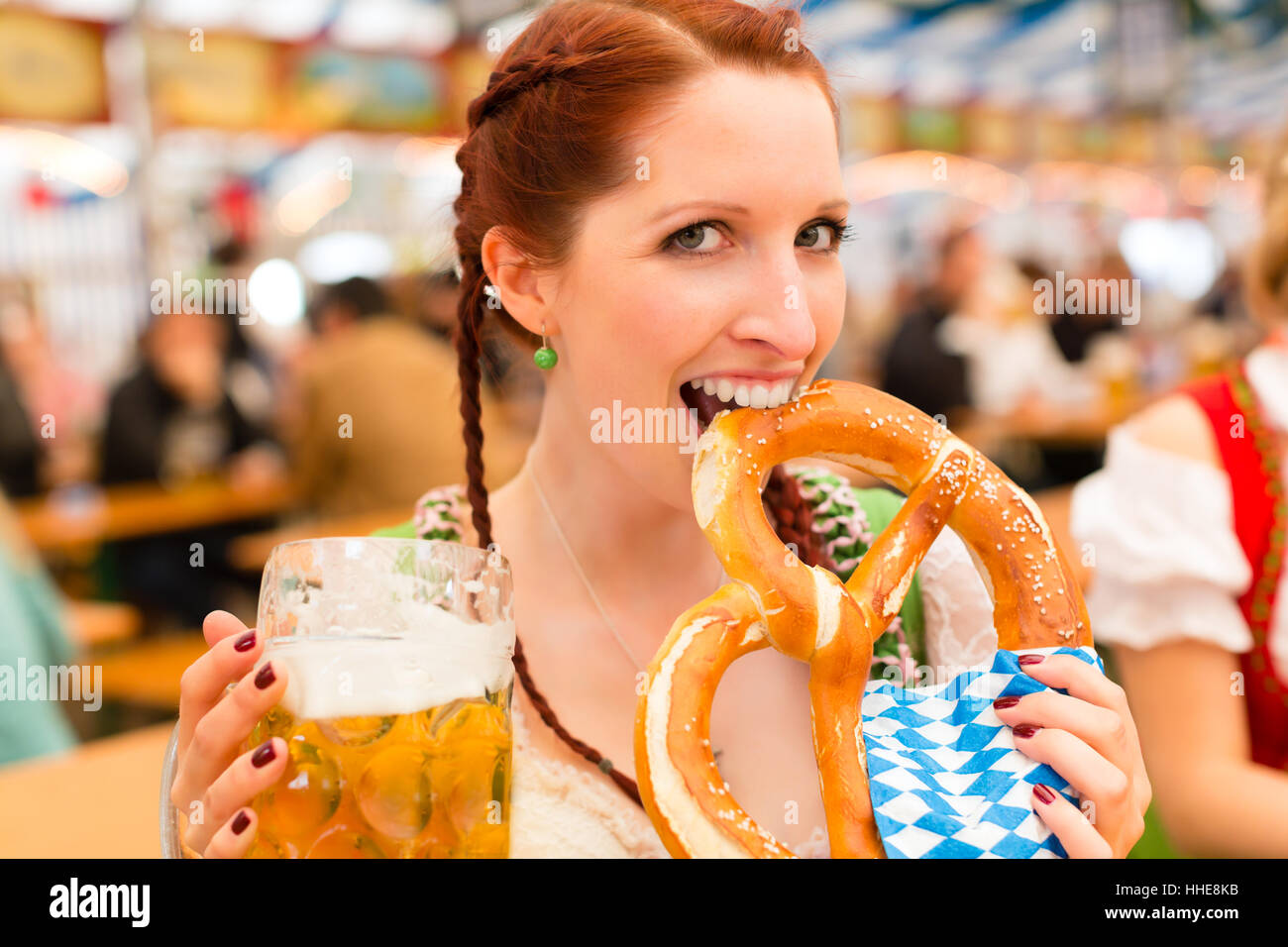 woman, beer, tradition, costume, Octoberfest, dirndl, beer tent, woman ...