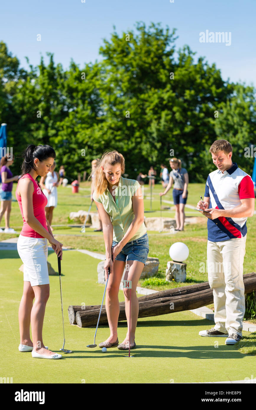 woman, sport, sports, mini, gulf, miniature golf, man, woman, humans ...