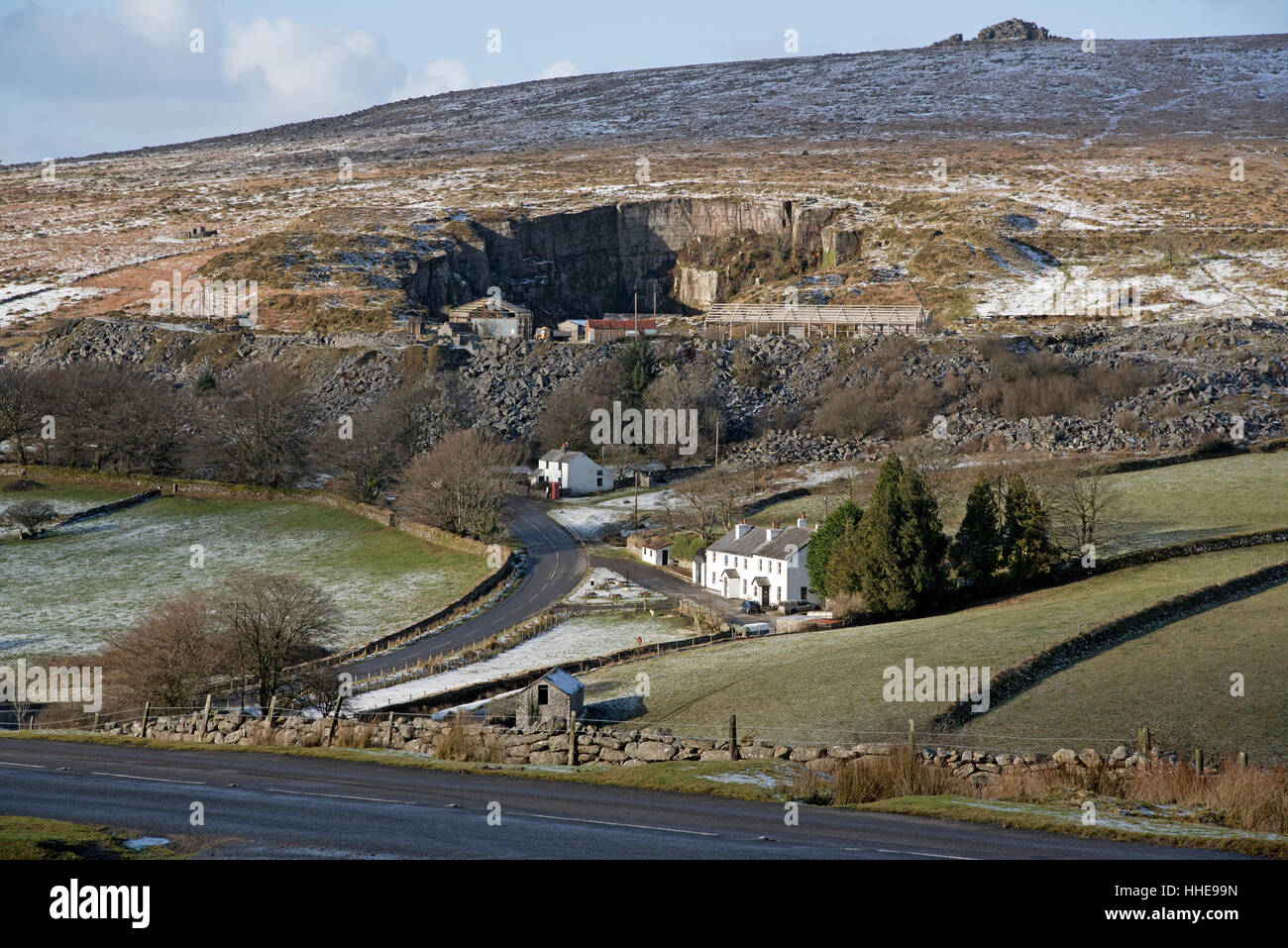 Merrivale a hamlet on Dartmoor Devon UK overlooked by an old granite ...