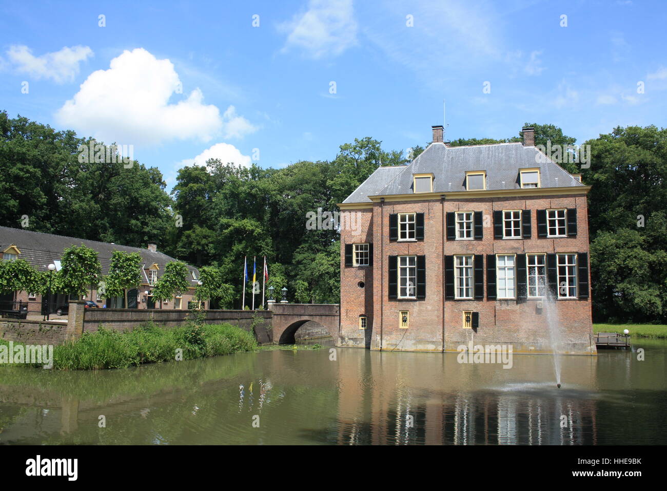 house, building, park, holland, castle, manor, moat, water, chateau ...