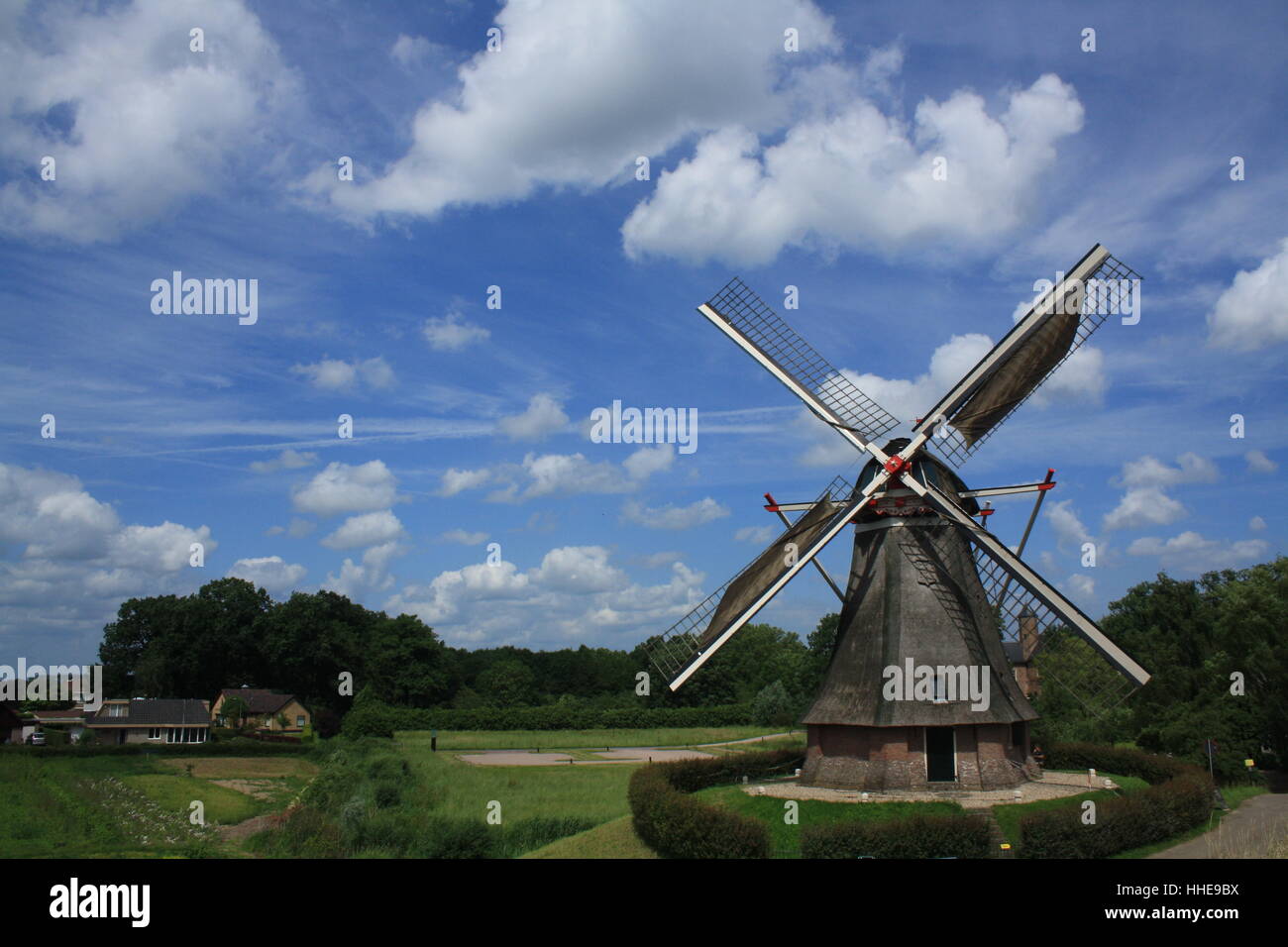 blue, holland, windmill, country, clouds, sails, firmament, sky, blue ...
