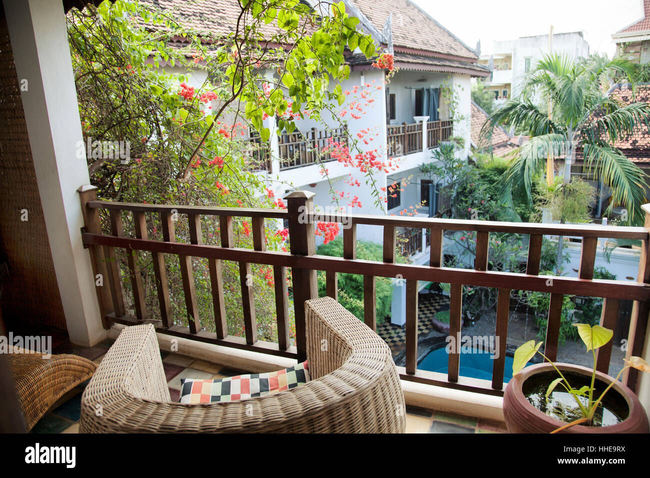 Rambutan Hotel Balcony in Siem Reap in Cambodia Stock Photo - Alamy