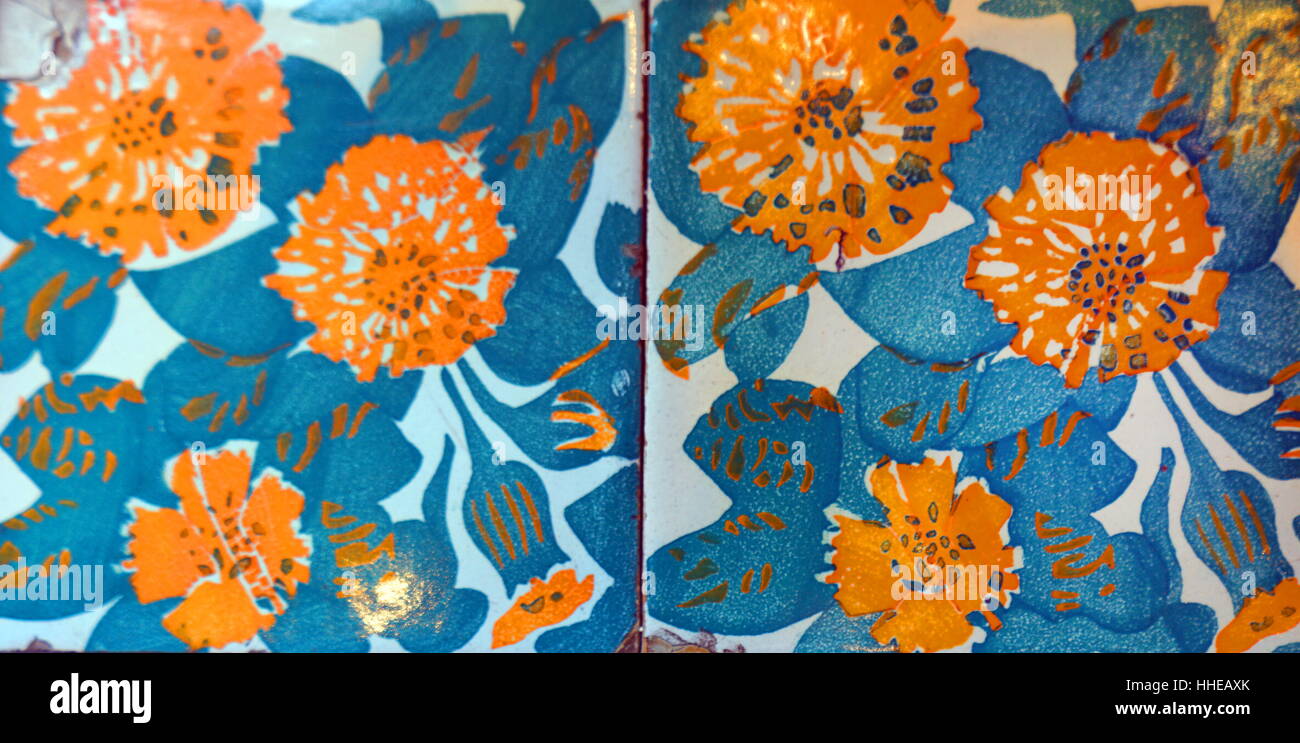 Marigold ceramic tile, from the Casa Vicens in Barcelona, Spain ...