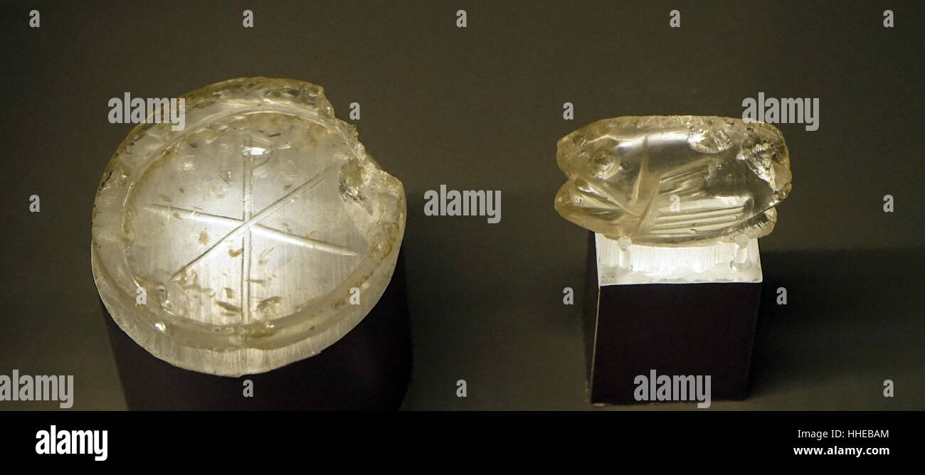 Roman Rock crystal, monogram of Christ 4th-5th century AD and a fish ...