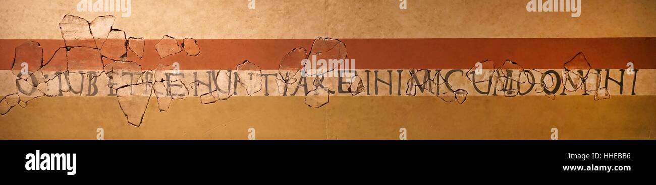 part of a mural with a text renouncing the Devil. From the Roman ...