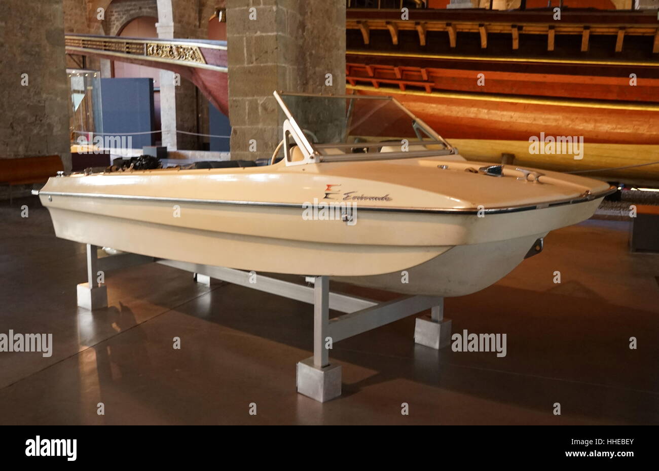 Small American 'Gullwing' power boat, with 90HP engine motor. Circa ...