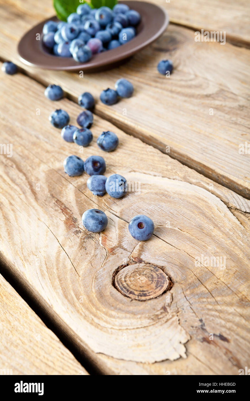 wood, fruit, berry, bilberries, blueberries, blueberry, table, blue ...