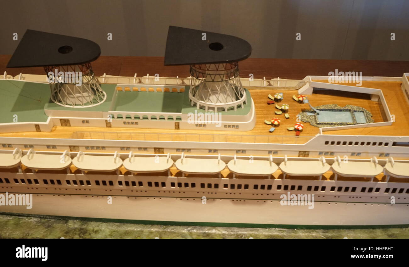 Model of the SS Michelangelo; an Italian ocean liner built in 1965 for ...