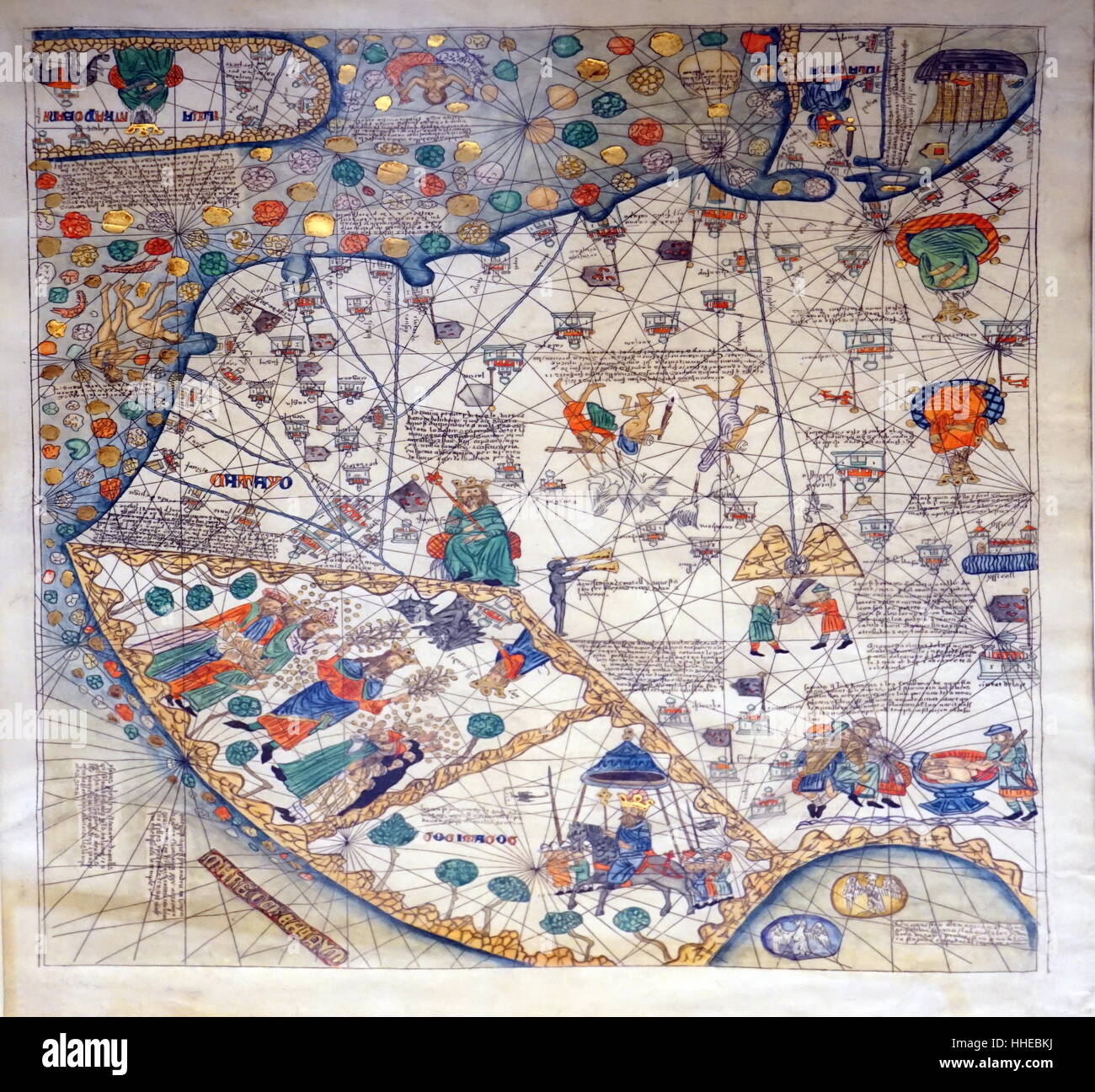 Nautical chart of the Mediterranean Sea by Gabriel de Vallseca 1439 ...