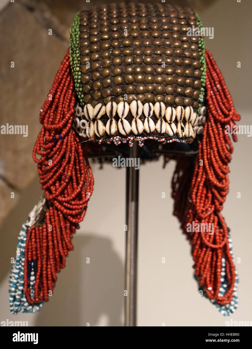beaded decorative ceremonial headdress; Fang tribe; Equatorial Guinea ...