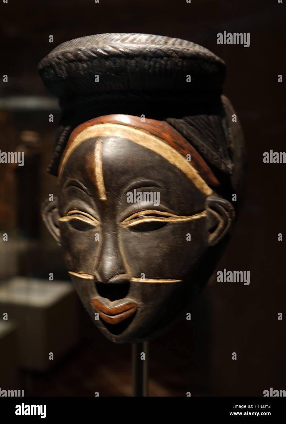 Wooden ritual Ikwara mask for justice ceremonies. Tsangui tribe; Gabon ...