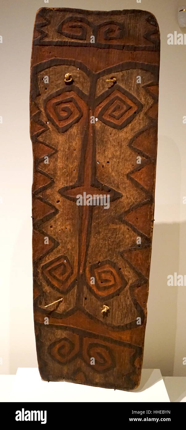 Wooden shield, Sepik tribe; Papua New Guinea; 20th century Stock Photo ...
