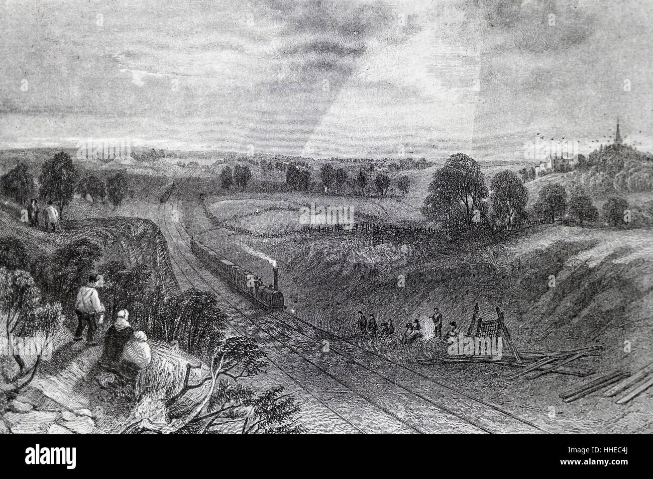 Train passing through the cutting at Harrow on the Hill, North west ...