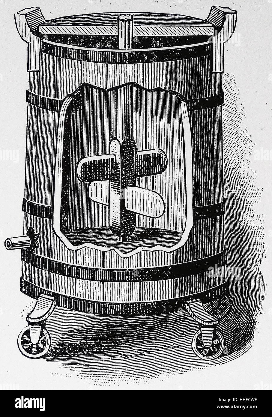 Burrell's small Alpha washing machine, showing the dasher in the centre ...