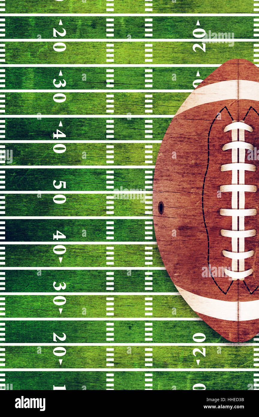 A retro grunge American football field and ball background illustration ...