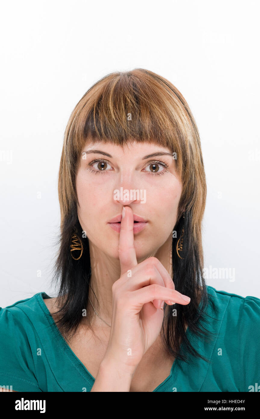 finger at the lips Stock Photo - Alamy