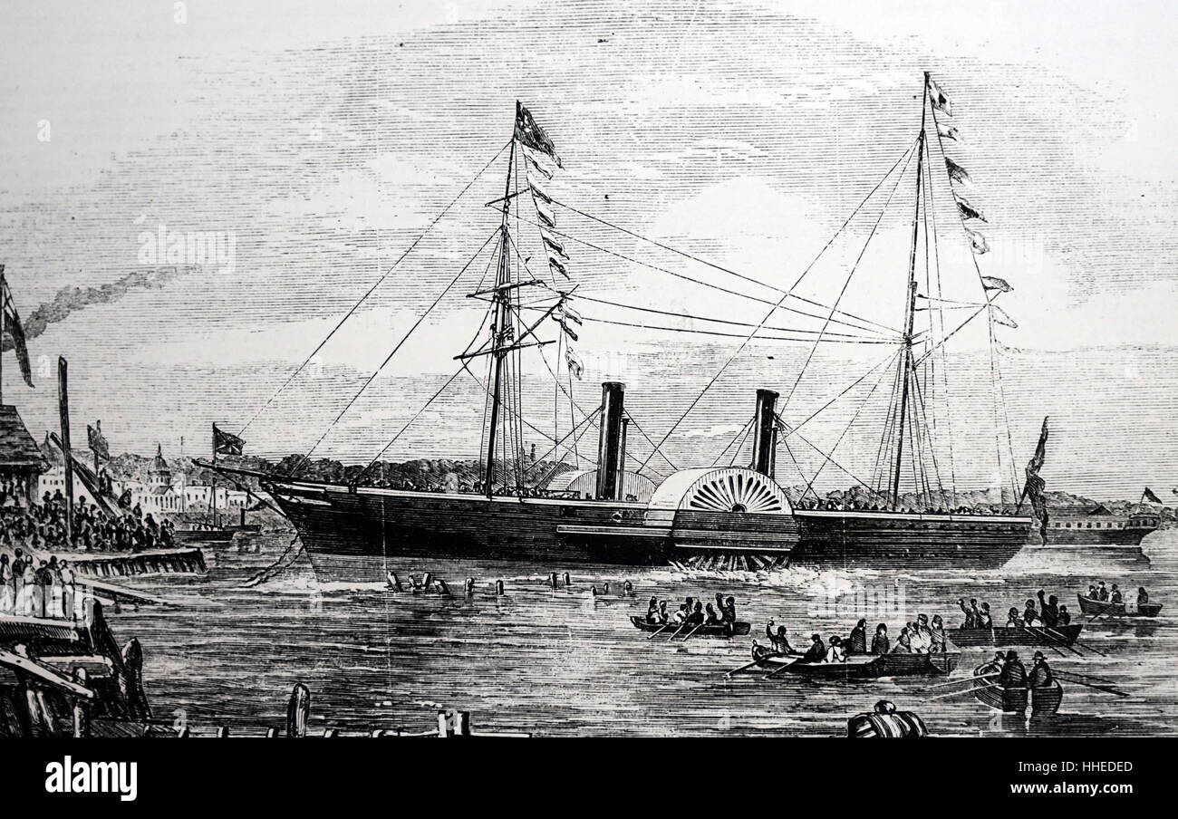 Portrait depicting the launch of the Australian steamship 'Pacific ...