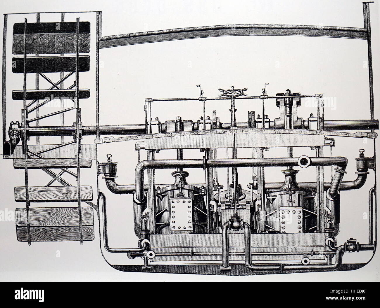 Illustration of an Oscillating paddle engine of the steamer 'Berbice ...