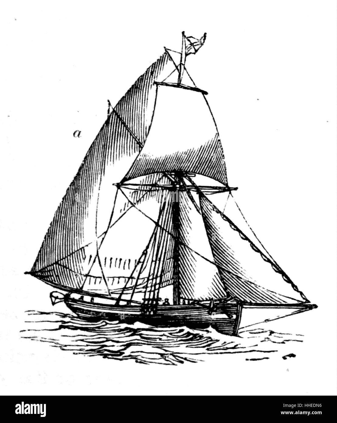 Engraving depicting a sloop engraved hi-res stock photography and ...