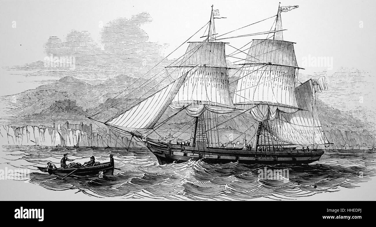 Two square rigged masts Black and White Stock Photos & Images - Alamy