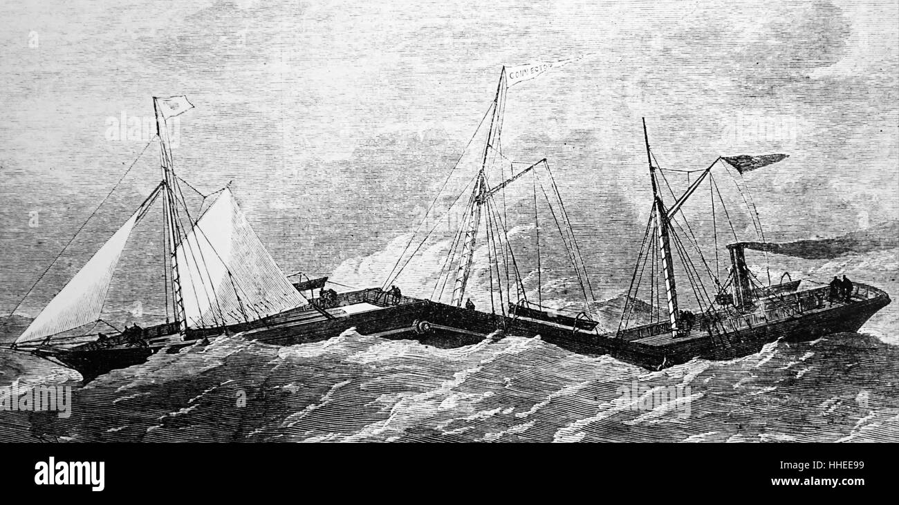 Engraving of the SS Connector, a jointed steamer designed as a coaster ...