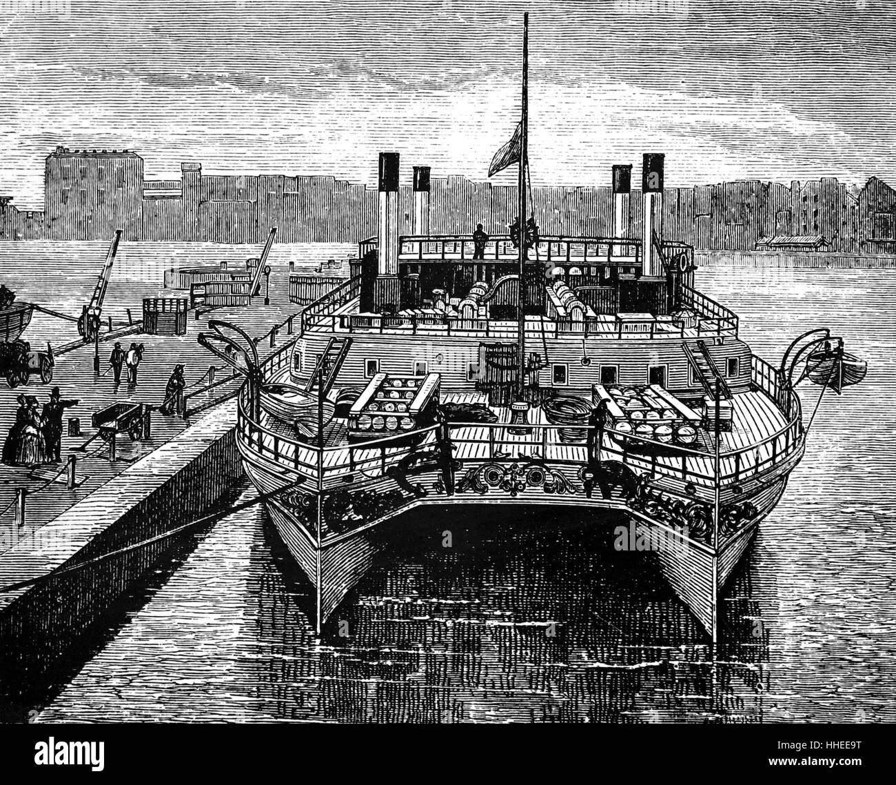 Engraving of Captain Dicey's shallow draft twin-hulled Channel steamer ...
