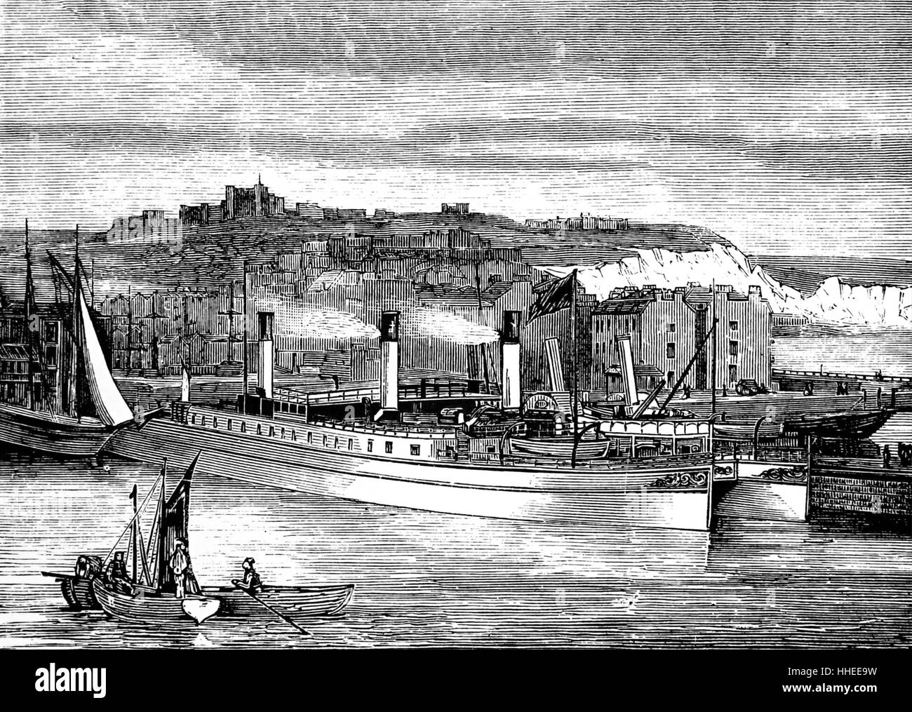 Engraving of Captain Dicey's shallow draft twin-hulled Channel steamer ...