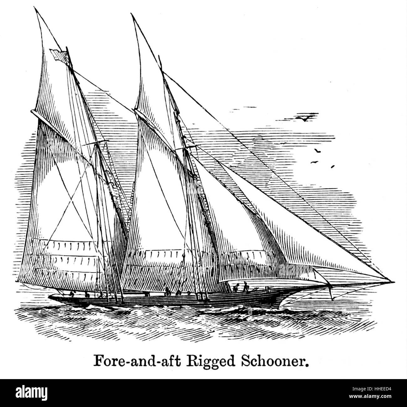 Portrait of a Schooner, a sailing ship with two or more masts ...