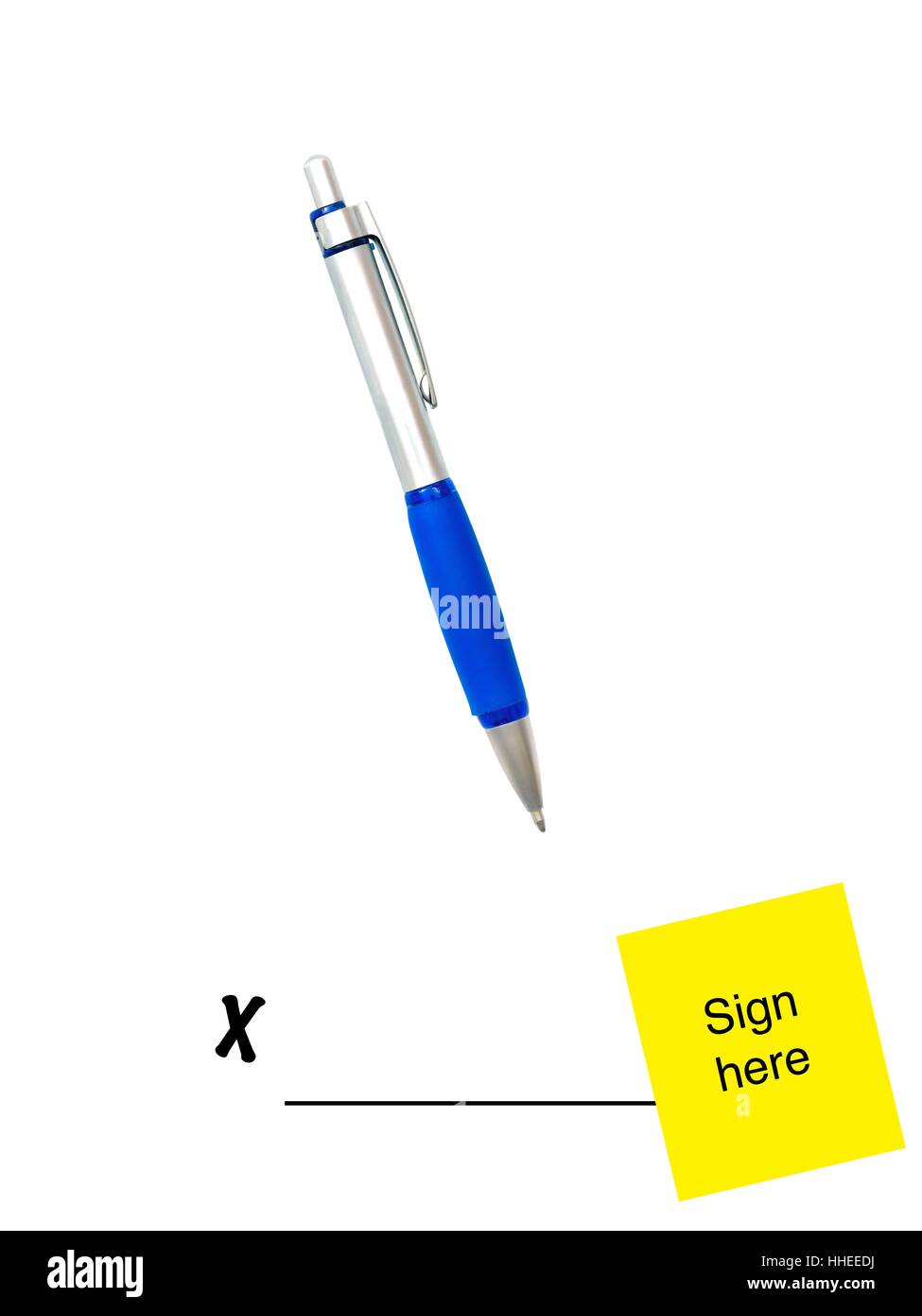 A conceptual business image using sign here post its Stock Photo - Alamy