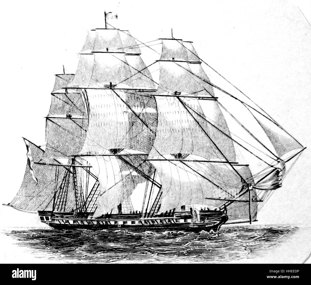 Engraving depicting a merchantman, a ship carrying merchandise. Dated ...