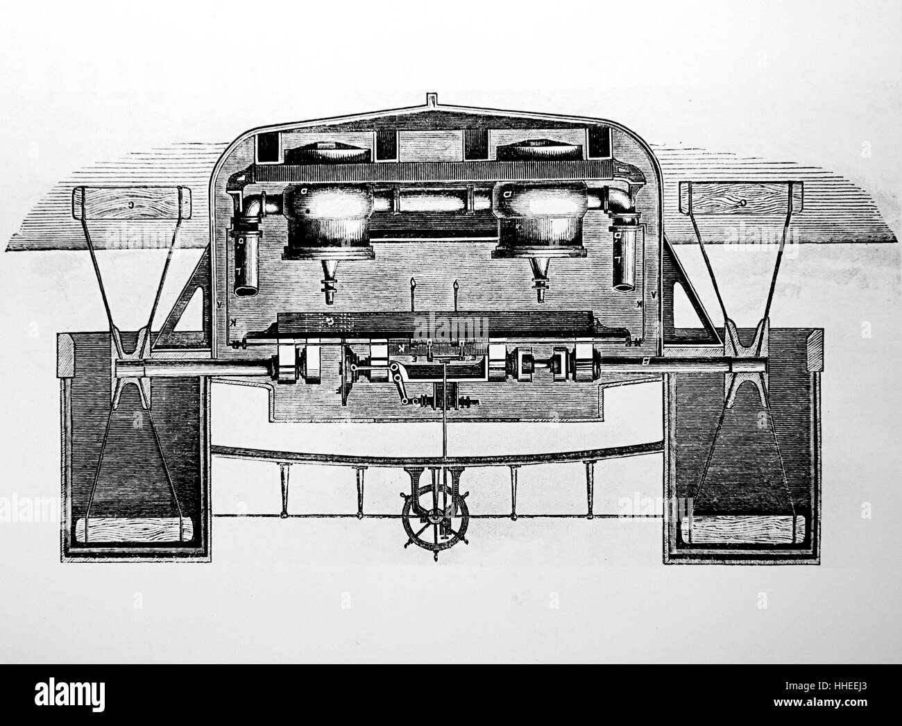 Engraving of a paddle steamer engine. Dated 19th Century Stock Photo ...