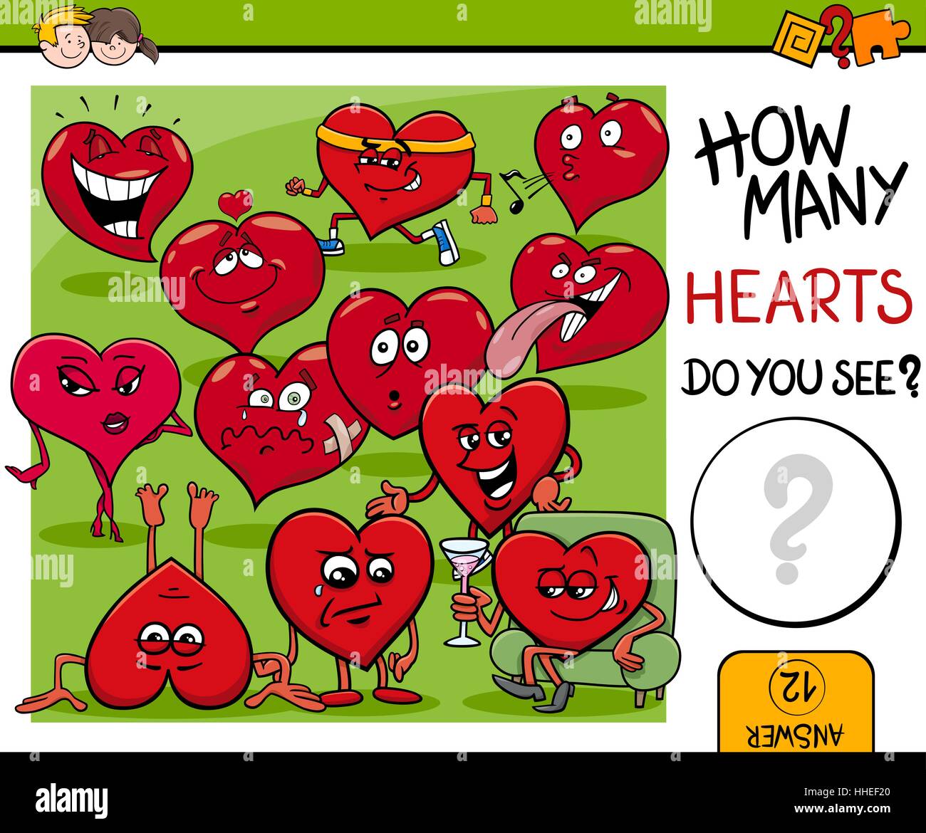 Cartoon Illustration of Educational Counting Activity for Children with ...