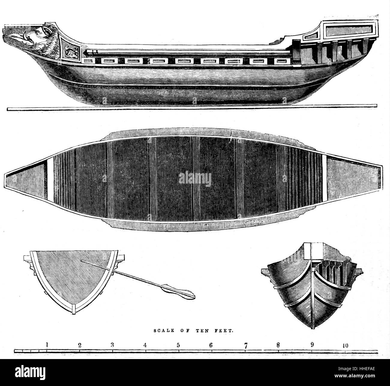 Cross section of an ancient Roman galley. Dated 2nd Century BC Stock ...