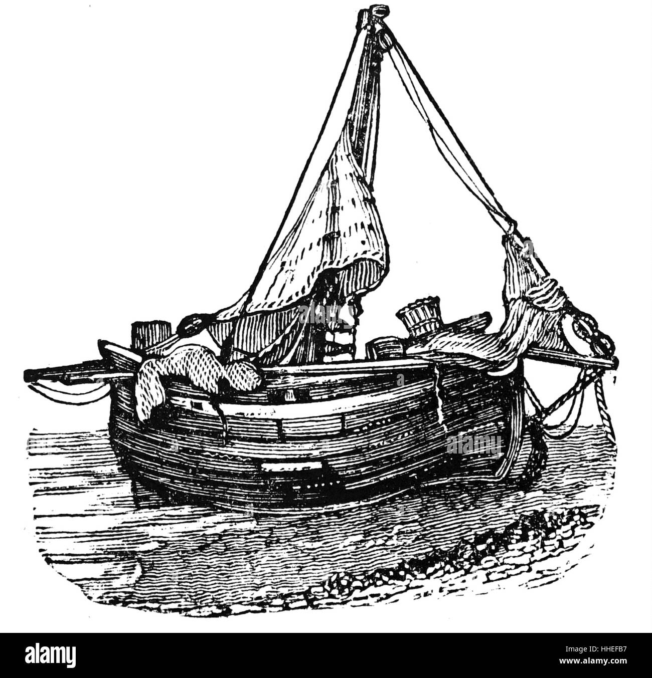 Illustration depicting a Hog Boat, a strong and capacious sea boat ...