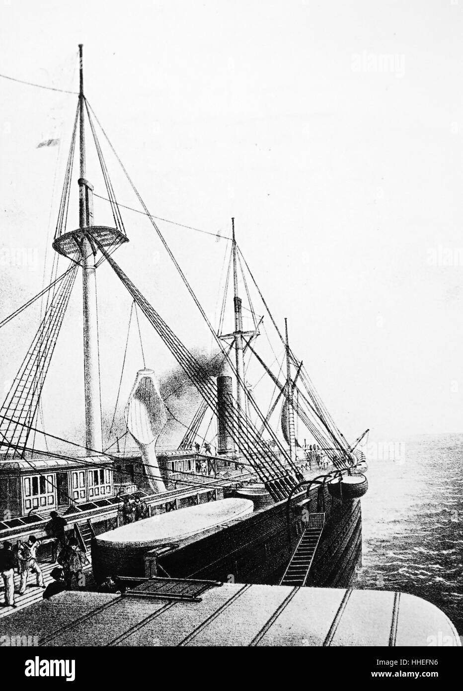 Engraving depicting the 'Great Eastern' used during the creation of the ...