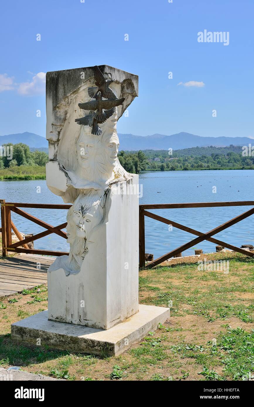 monument, sculpture, fresh water, lake, inland water, water, blue, walk ...